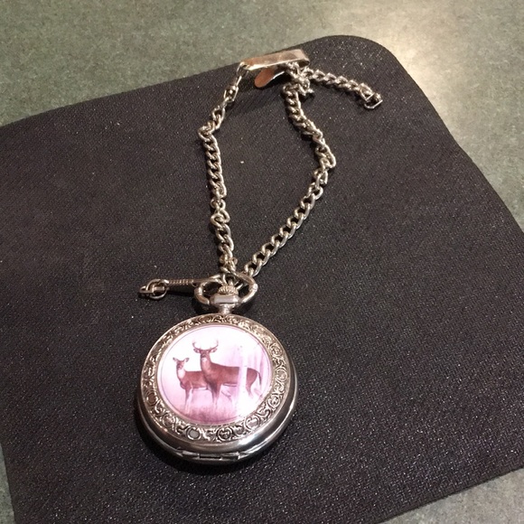 Accessories | Unique Mens Silver Color Pocket Watch With Deer Picture ...